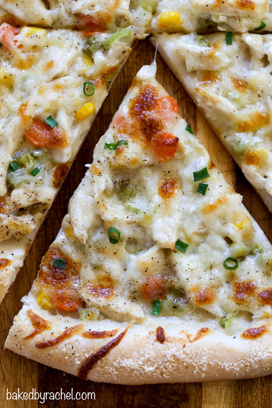Leftover Thanksgiving Turkey Pot Pie Pizza - Baked by Rachel